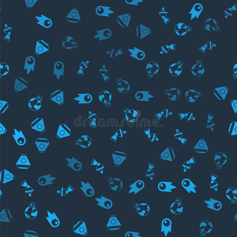 Set Comet Falling Down Fast, Satellite Dish, Earth Globe and Space ...