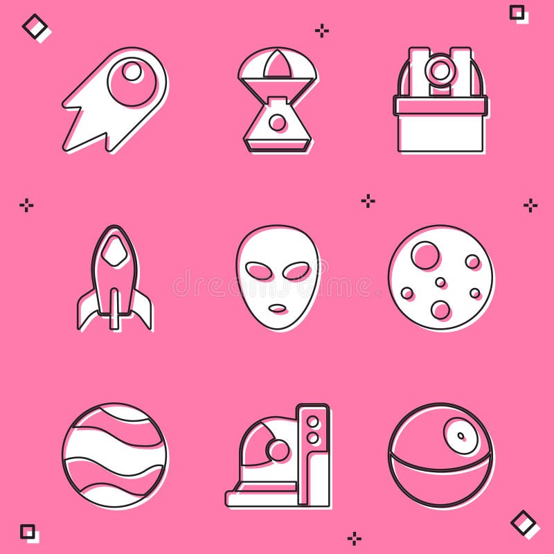 Set Comet Falling Down Fast, Space Capsule, Astronomical Observatory ...