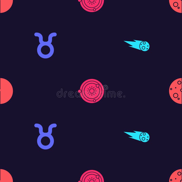 Set Comet Falling Down Fast, Taurus Zodiac, Solar System and Eclipse of ...