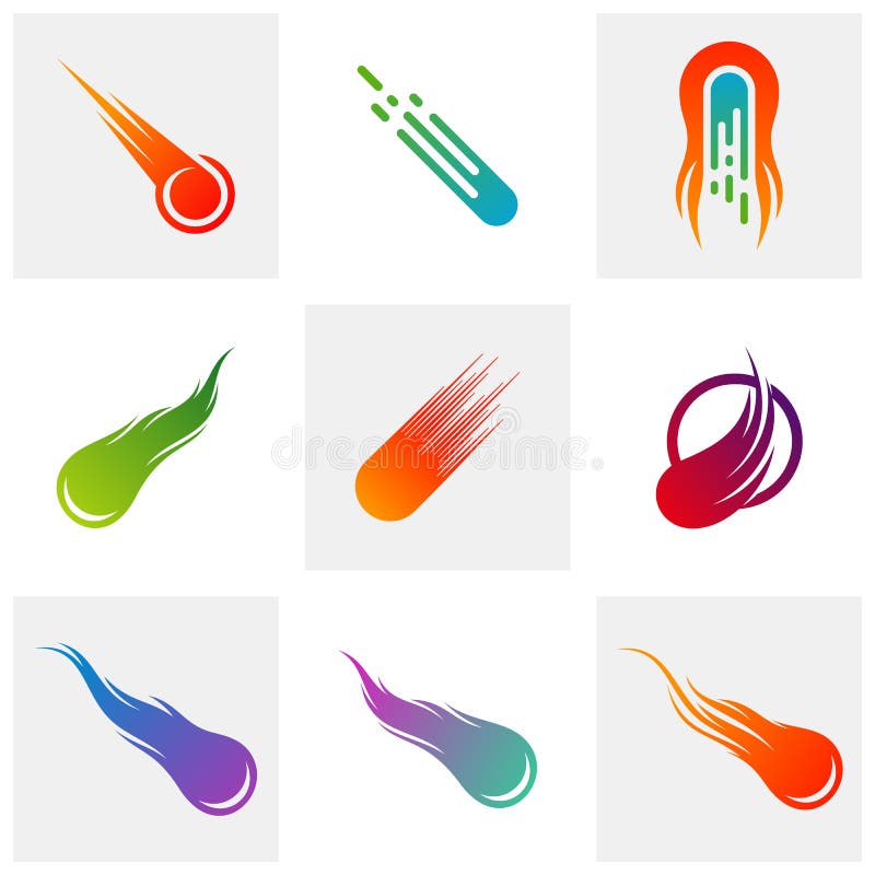 Set of Comet Logo Vector, Comet Logo Design Template, Icon Symbol ...