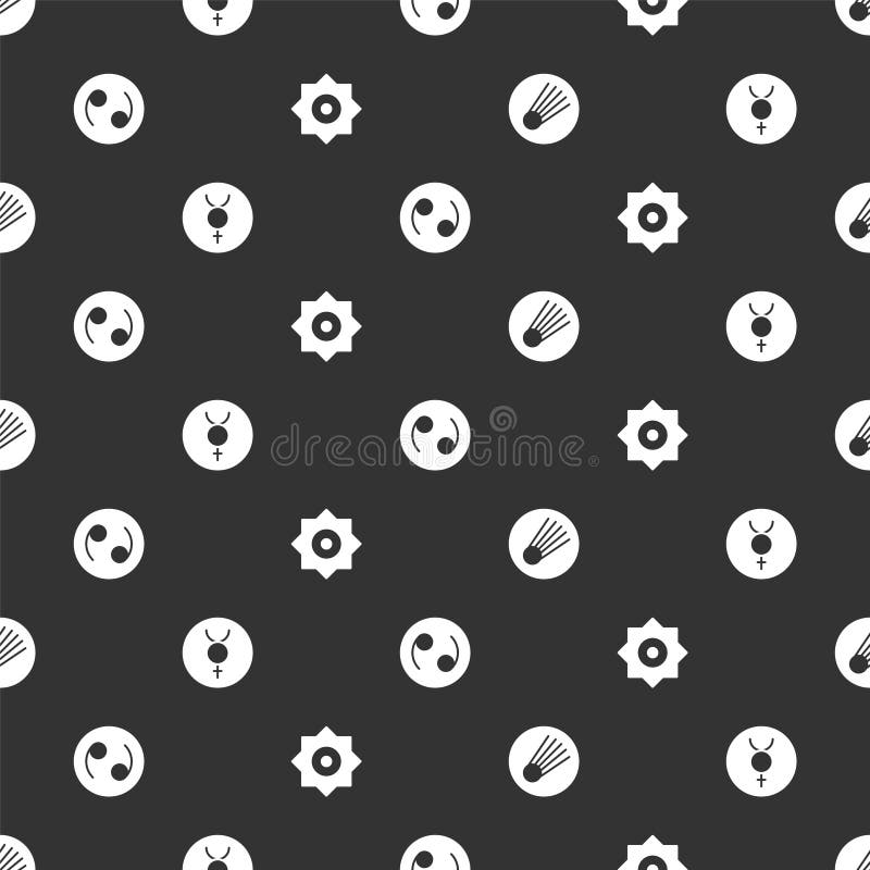 Set Comet, Symbol Mercury, Cancer Zodiac and Falling Star on Seamless ...