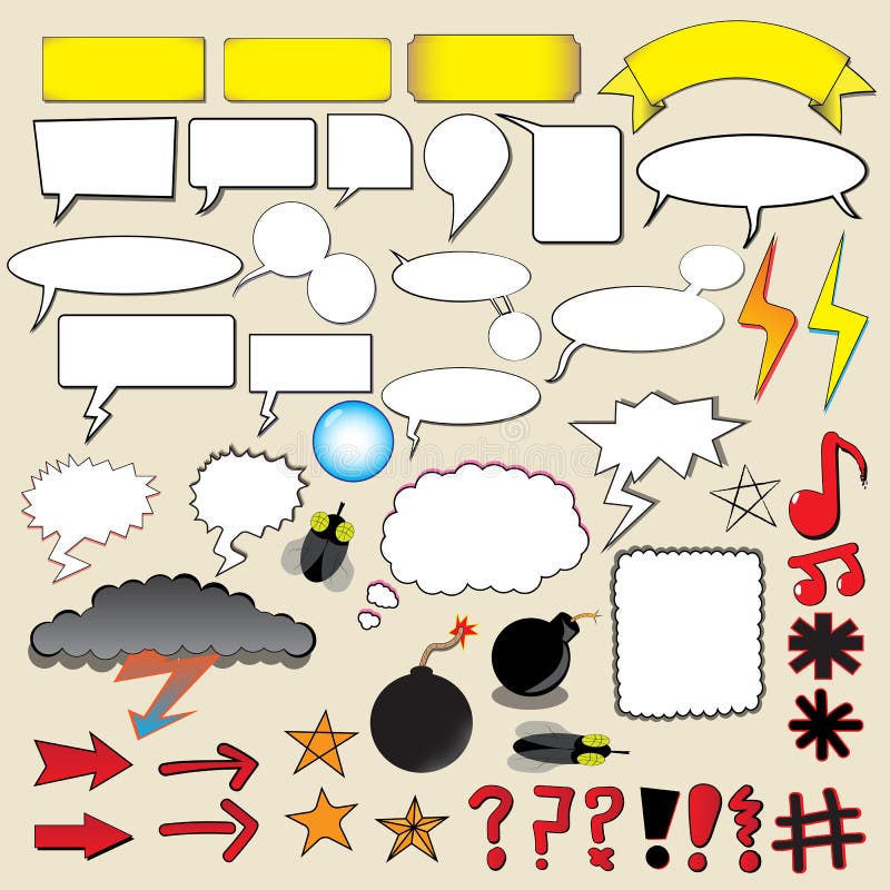 Set comic elements stock vector. Illustration of discussion - 73671512
