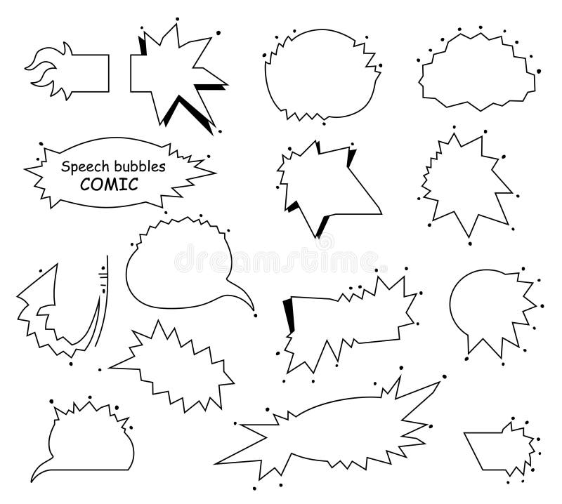 A Set of Comic Empty Bubbles and Elements. Blank Speech Bubbles, Pop ...