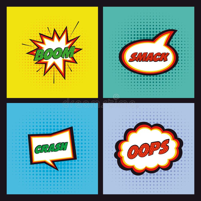 Set of comic expressions stock illustration. Illustration of group ...