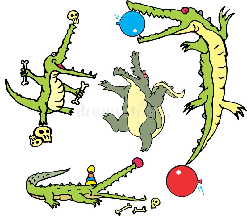 Set of Comic Gators in Curcus (crococircus) Stock Vector - Illustration ...