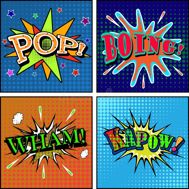 Set of Comic Sound Effects. Stock Vector - Illustration of poof, cloud ...