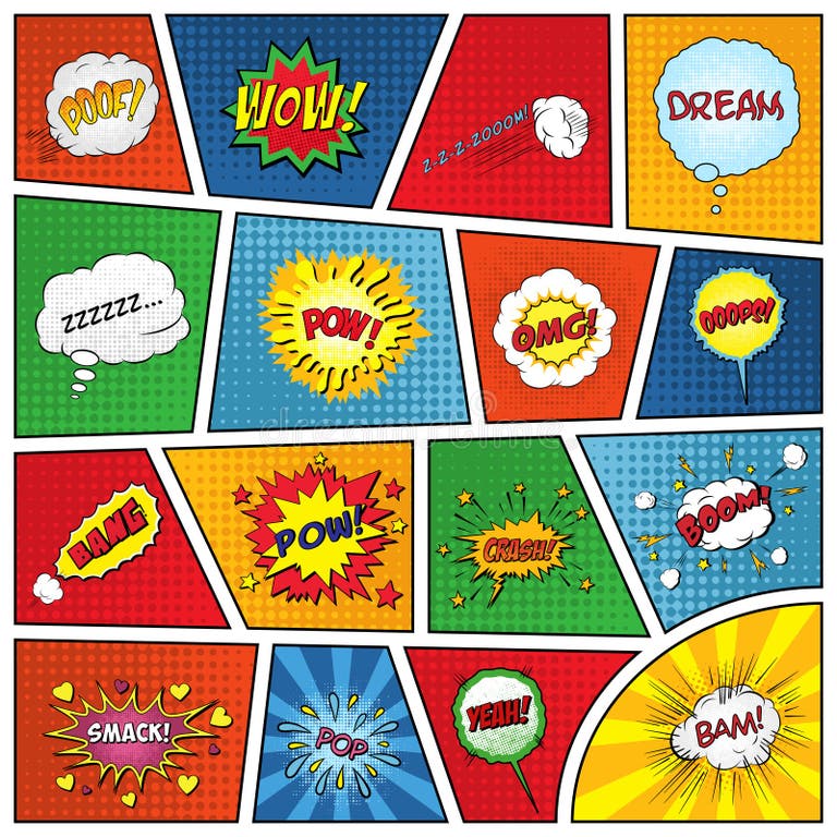 Set of comic sound effects stock vector. Illustration of discussion ...