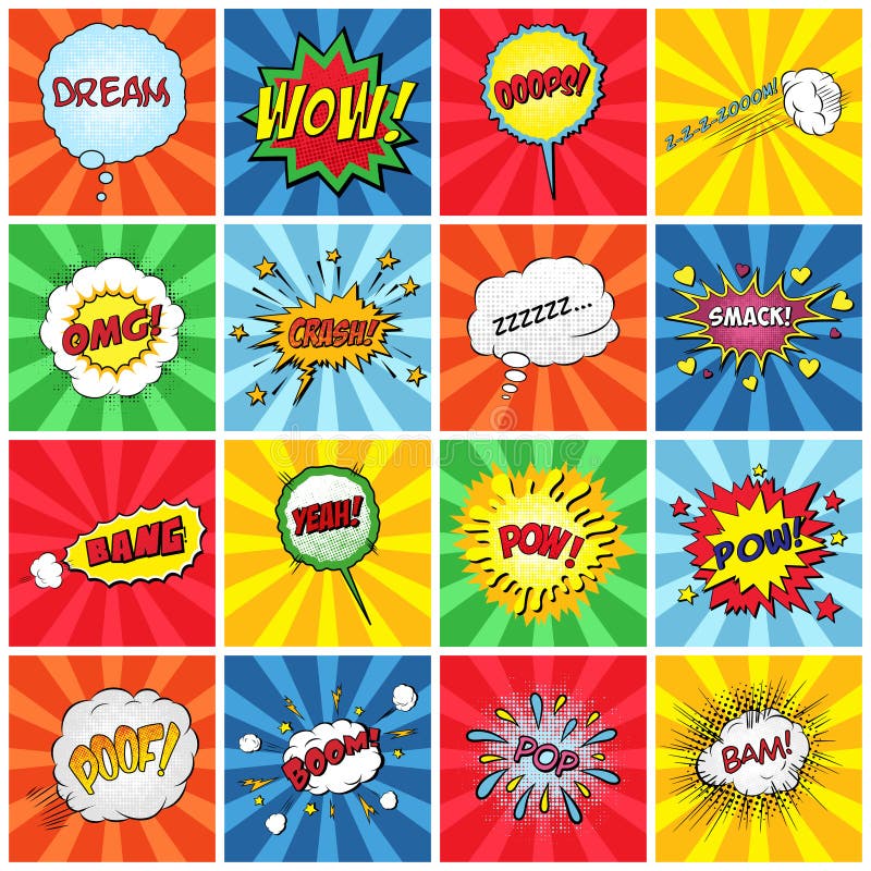 Set of comic sound effects stock vector. Illustration of bang - 61754029