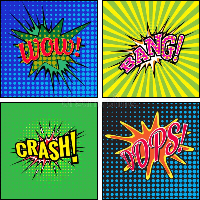 Set of Comic Sound Effects. Stock Vector - Illustration of drawn, comic ...