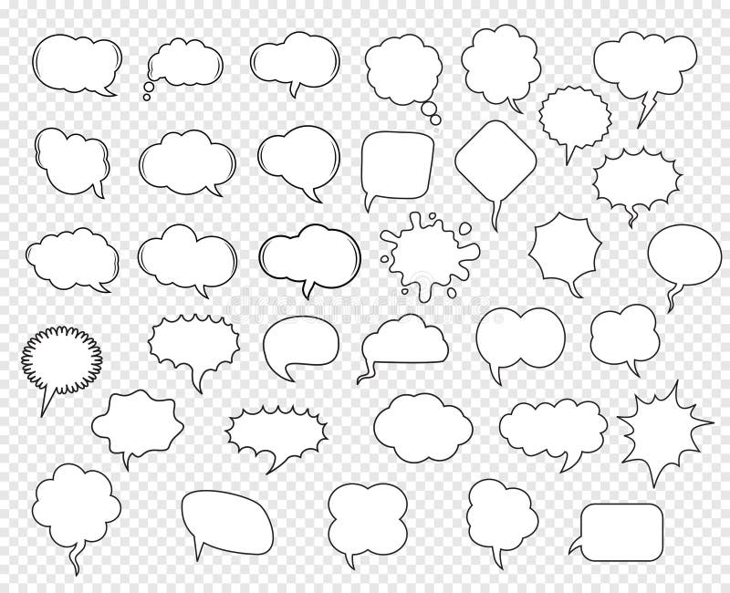 A Set of Comic Speech Balloons on Transparent Background. Vector ...