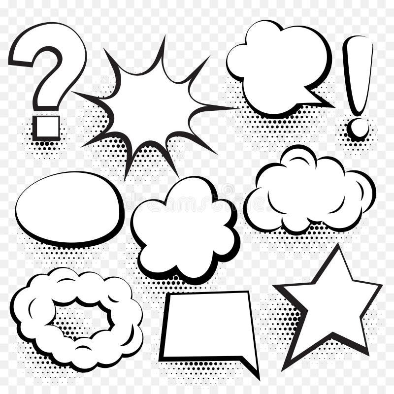 Set of Comic Speech Bubble in Cartoon Style Stock Vector - Illustration ...