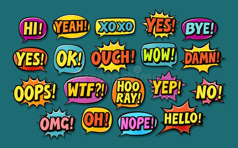 Set of Comic Speech Bubbles. Communication, Chat Concept. Cartoon ...
