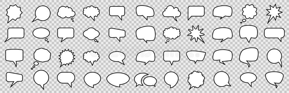 Set of Comic Speech Bubbles, Different Empty Speech Discussion Bubble ...