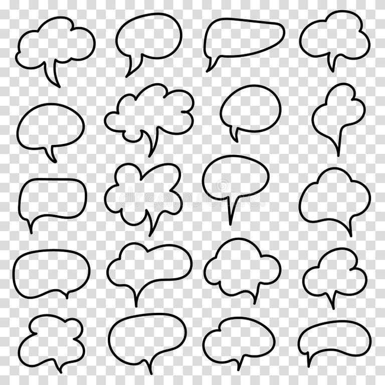 Set of Comic Speech Bubbles on Transparent Background. Vector ...