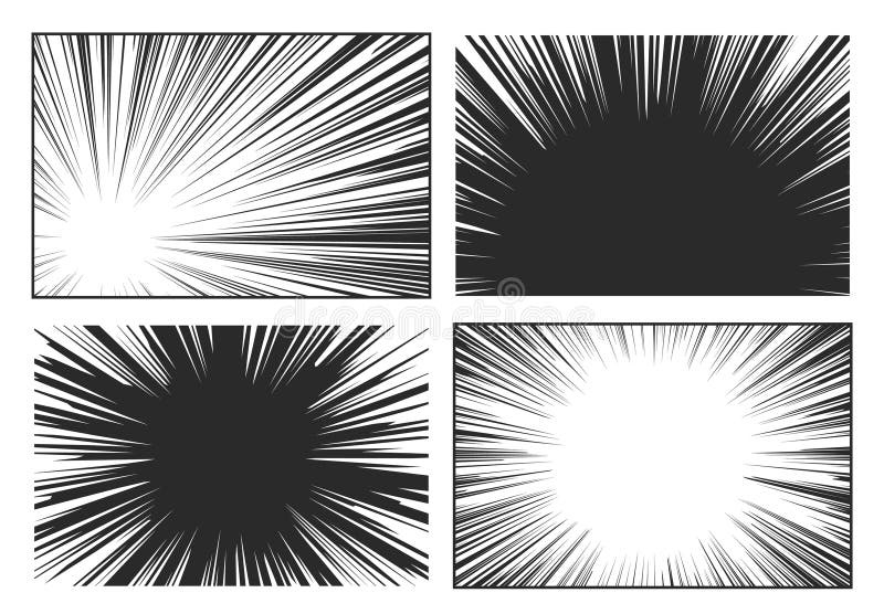 Set of Comic Speed Lines, Abstract Flash Explosion with White Radial ...