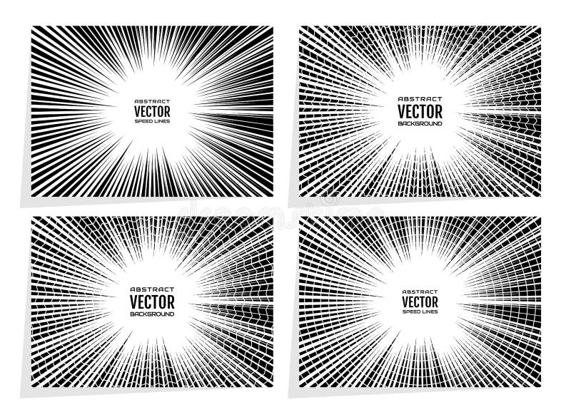 Set Comic Speed Lines Radial Background with Effect Power Explosion ...
