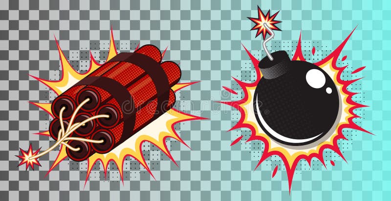 Set of Comic Style Bomb and Dynamite. Vector Stock Vector ...