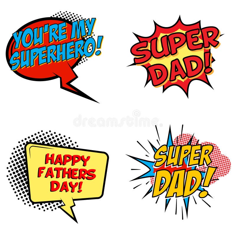 Set of Comic Style Phrases for Dad Day. Cartoon Style Text Stock Vector ...