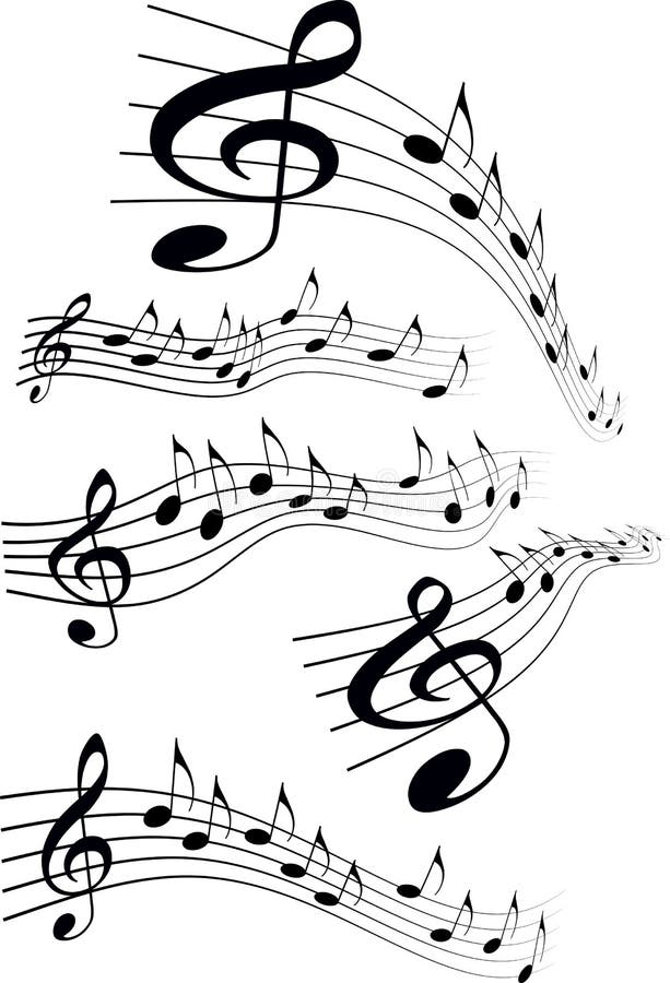 Set of Comic Style Various Music Notes on Stave, Vector Illustration ...