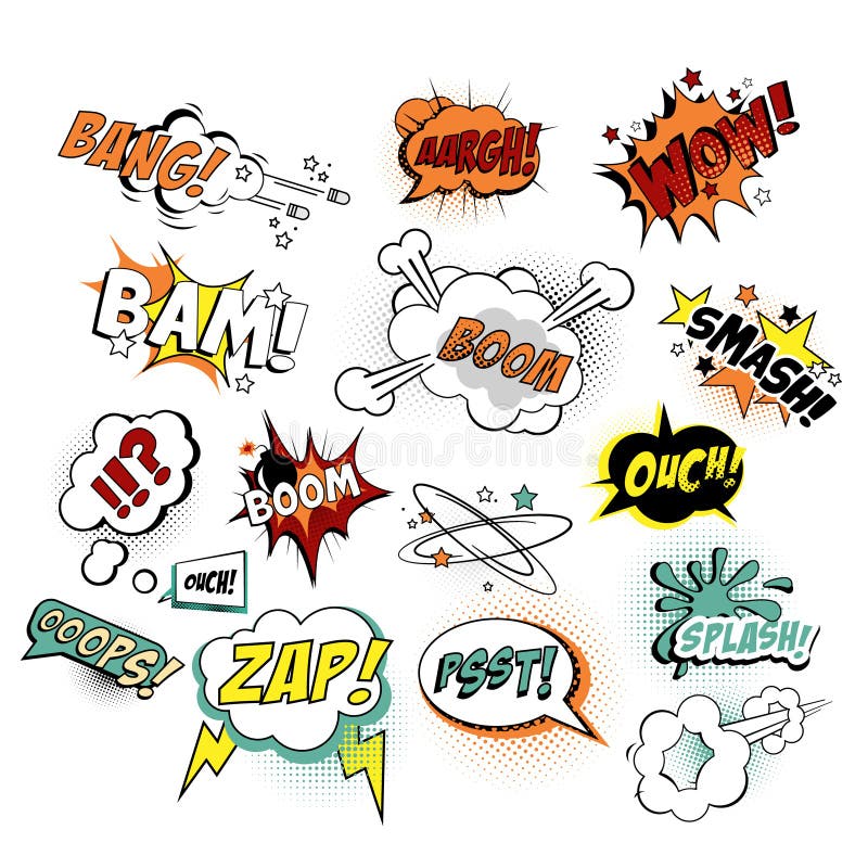 Set of Comic Text, Pop Art Style. Vector Stock Vector - Illustration of ...