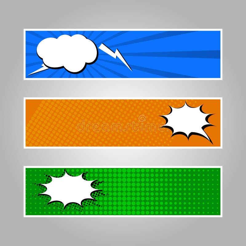 Set of Comicbanners with Speech Bubbles Stock Vector - Illustration of ...