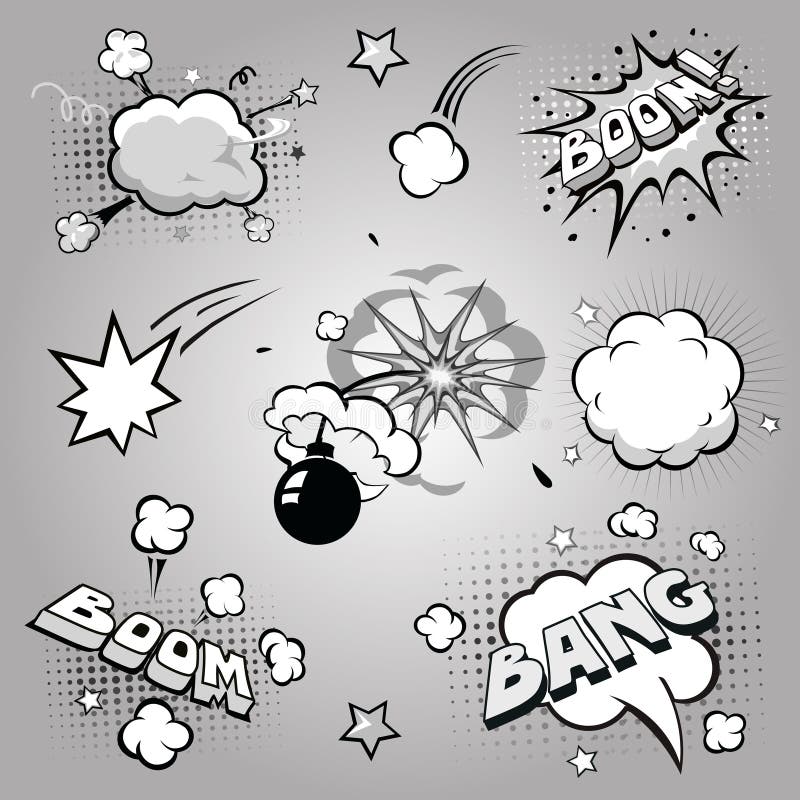 Comics Boom! Comic Vector Cartoon Illustration Explosions. Symbol ...