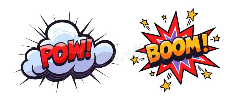 Set of Comics Explosions, Pow and Boom Stock Vector - Illustration of ...