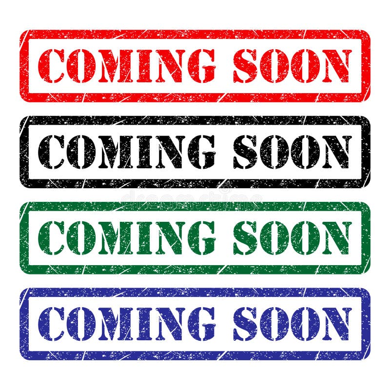 Set of Coming Soon Stamp Symbol, Label Sticker Sign Button, Text Banner ...