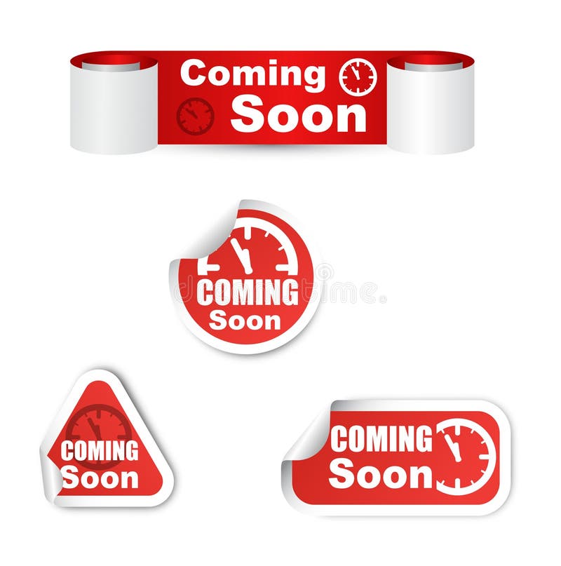 Set of coming soon sticker stock vector. Illustration of design - 60073248
