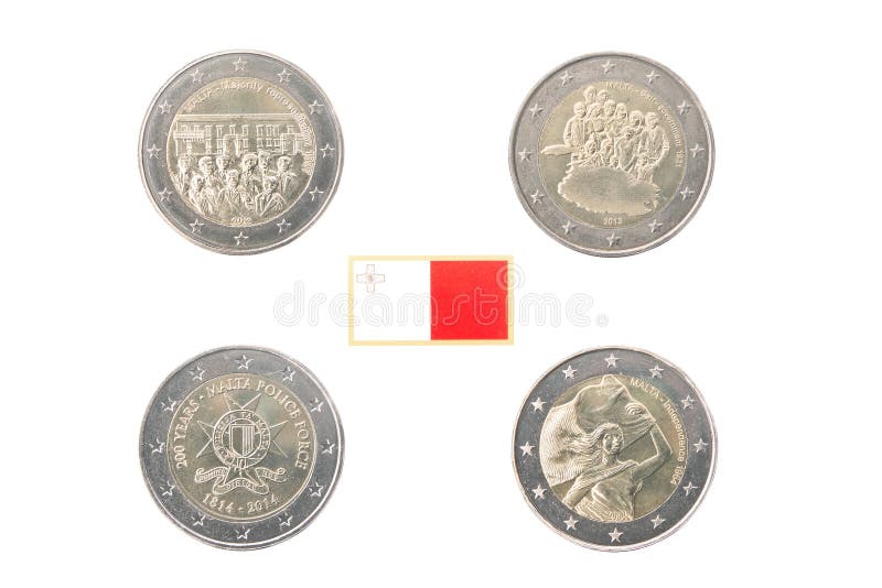 Set of Commemorative 2 Euro Coins of Malta Stock Image - Image of euro ...