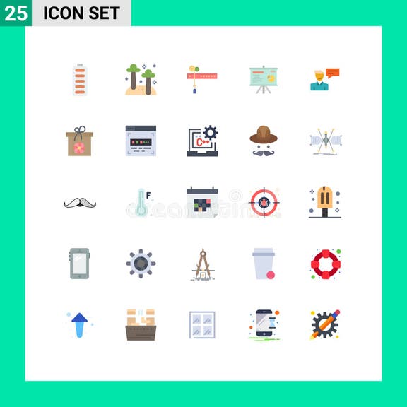 Editable Vector Line Pack of 25 Simple Flat Colors of Message, Graph ...