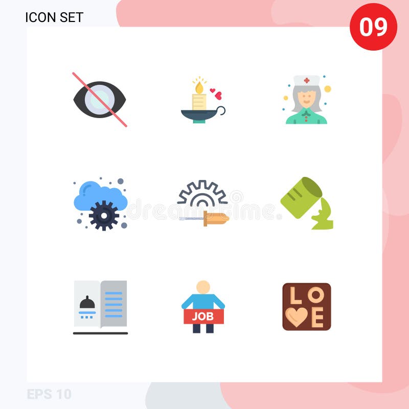 Set of 9 Commercial Flat Colors Pack for Tool, Driver, Hospital, Driver ...