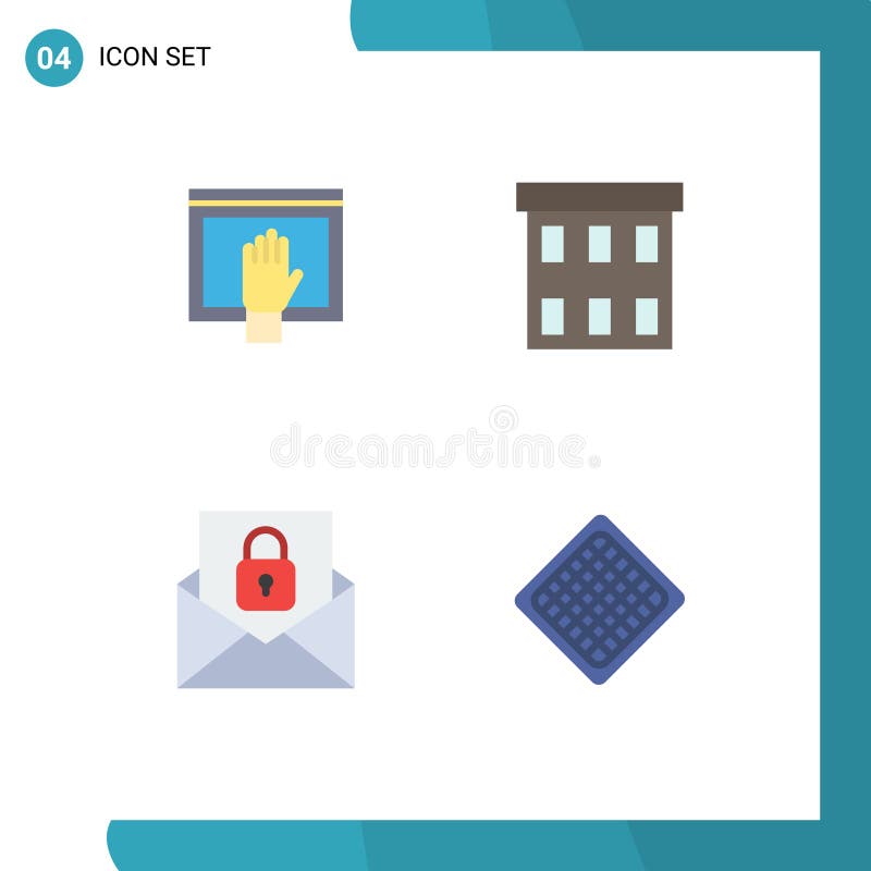 Set of 4 Commercial Flat Icons Pack for Access, Office, Internet ...