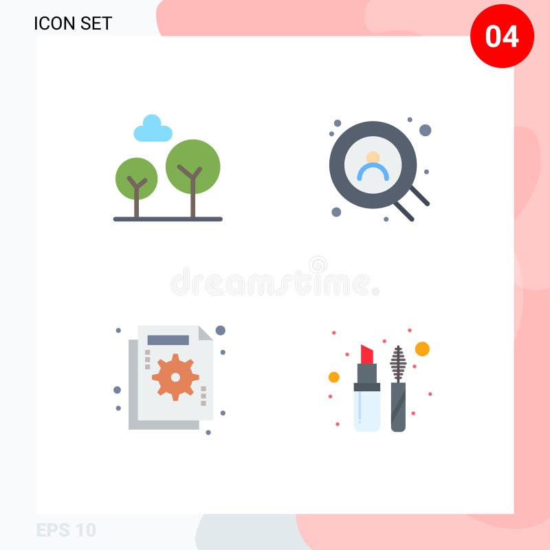 Set of 4 Commercial Flat Icons Pack for Cypress Tree, Failure, Web ...