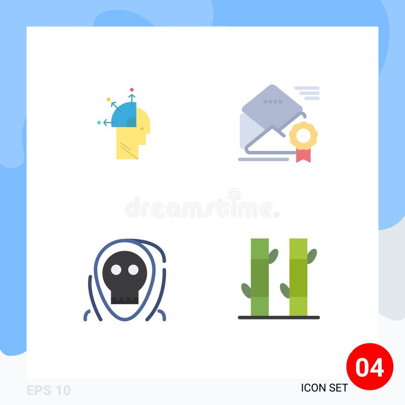 Flat Icon Pack of 4 Universal Symbols of User, Dead, Art, Medal, Evil ...