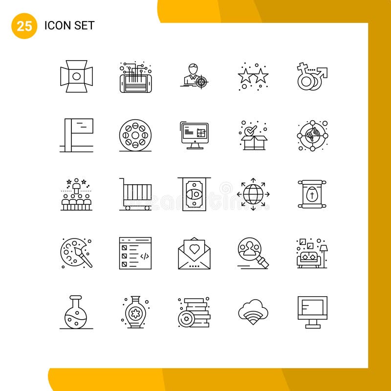 25 Thematic Vector Lines and Editable Symbols of Gender, Party, Smart ...