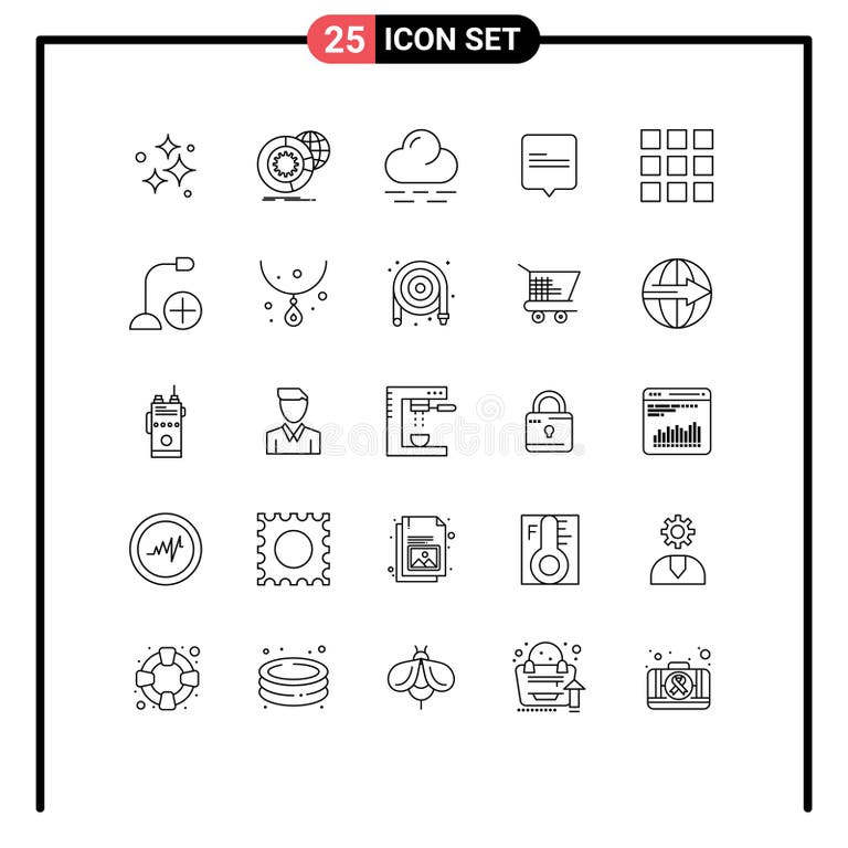 Mobile Interface Line Set of 25 Pictograms of Web Design, Message ...