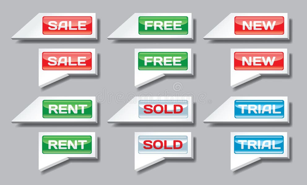 Set of Commercial Pointer Signs Stock Vector - Illustration of customer ...