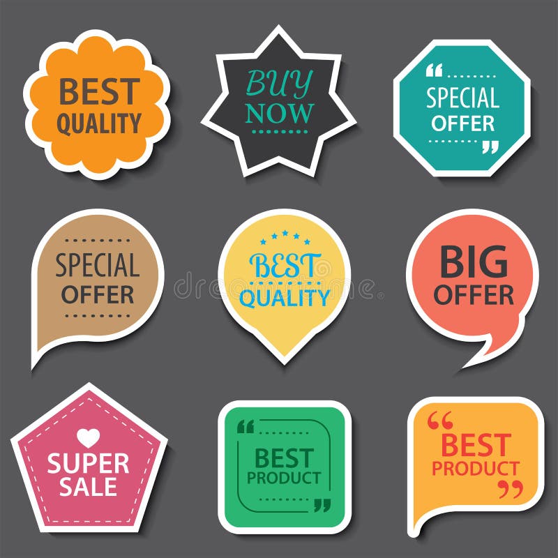 Set of Commercial Sale Stickers, Elements Badges and Labels Stock ...