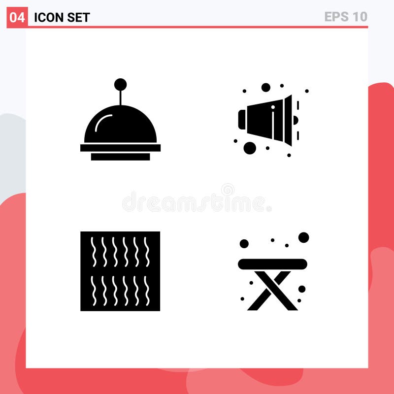 Set of 4 Commercial Solid Glyphs Pack for Alarm, Reignite, Audio ...