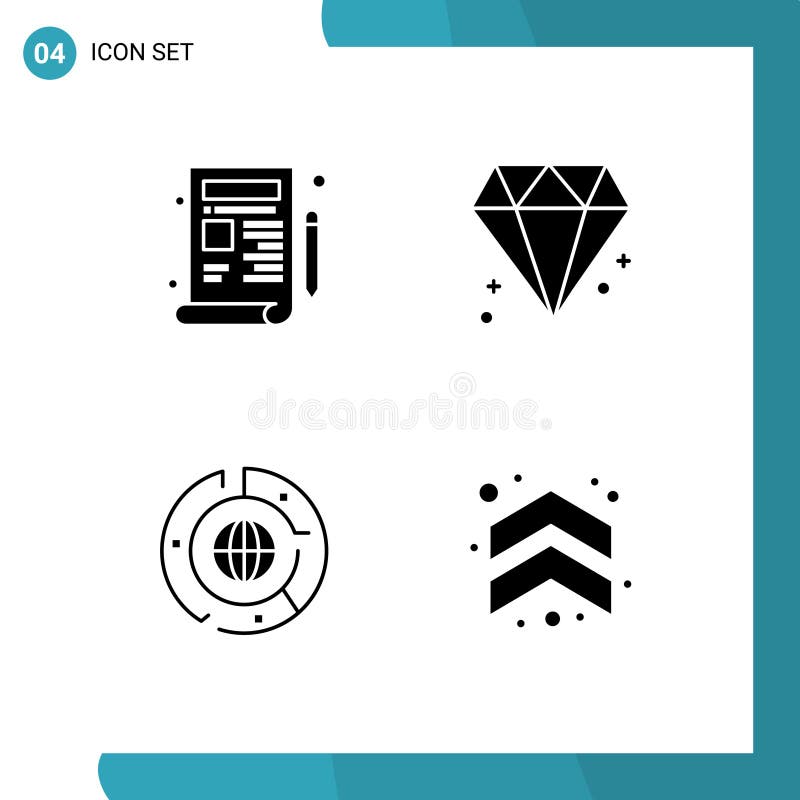 Set of 4 Commercial Solid Glyphs Pack for Blueprint, Chart, Drawing ...