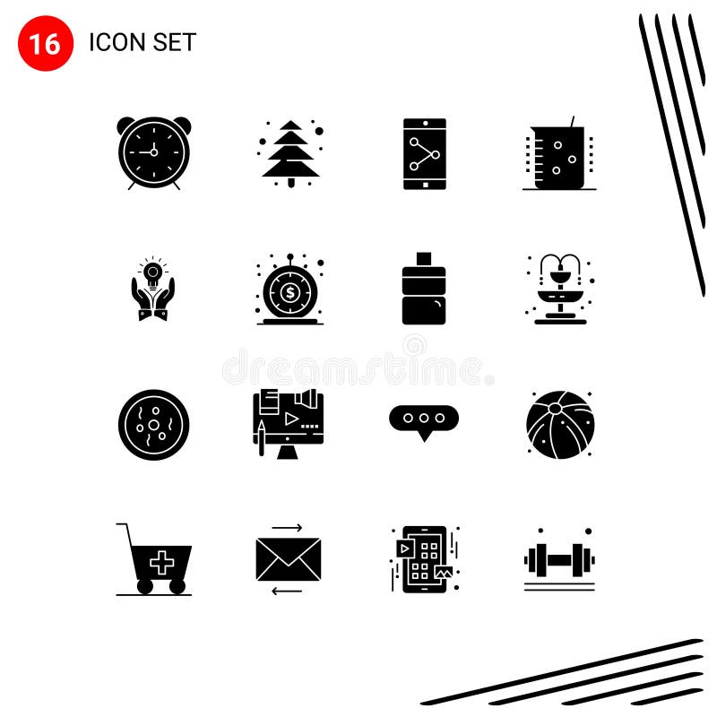 Stock Vector Icon Pack of 16 Line Signs and Symbols for Bulb ...