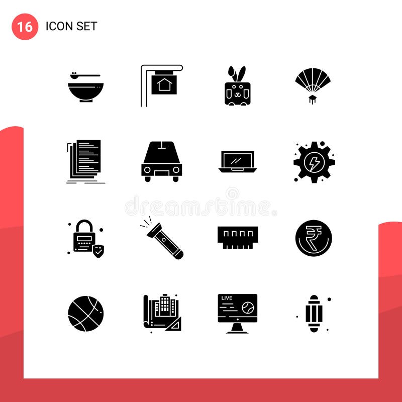 Set of 16 Commercial Solid Glyphs Pack for Compile, Code, Easter ...