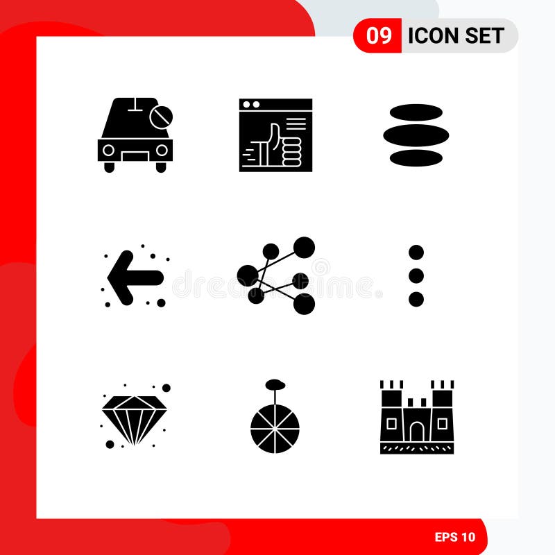 Set of 9 Commercial Solid Glyphs Pack for Export, Back, Support, Arrow ...