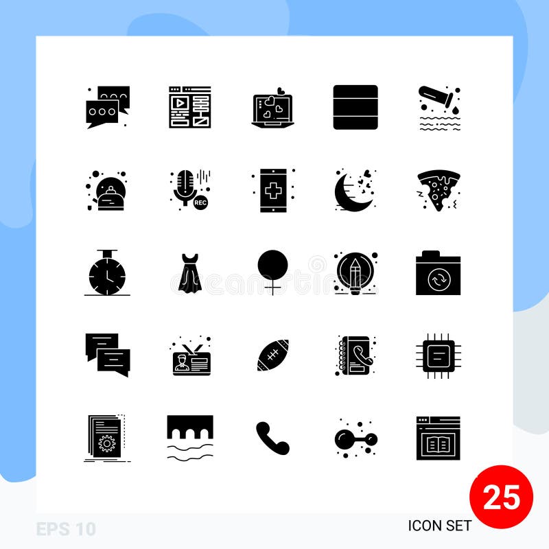 Set of 25 Commercial Solid Glyphs Pack for Pollution, Vertical, Laptop ...