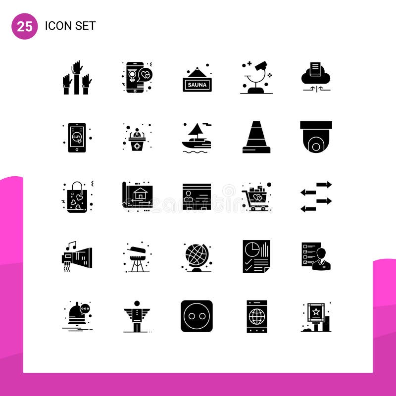 Set of 25 Commercial Solid Glyphs Pack for Research, Laboratory, Lover ...