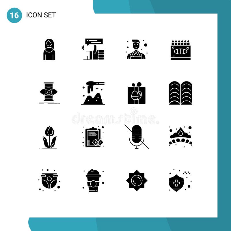 Set of 16 Commercial Solid Glyphs Pack for Success, Paint, Thumb, Arts ...