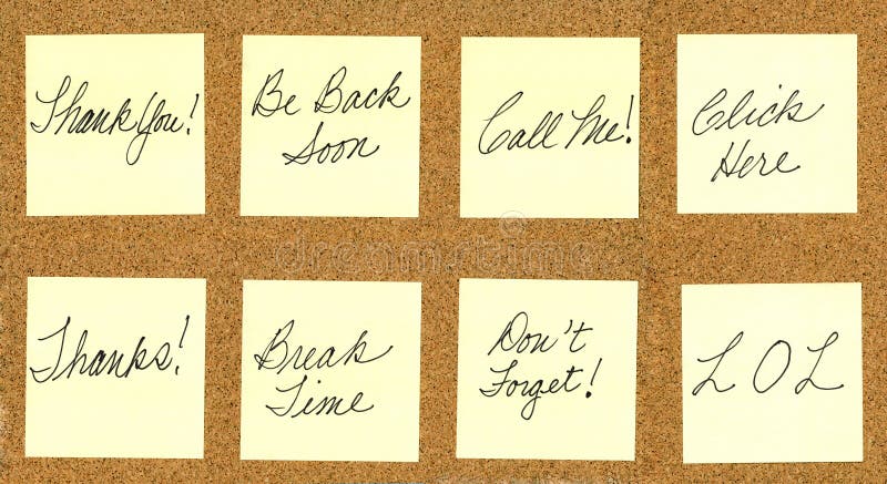 Set of Common Phrases on Yellow Post it Notes Stock Photo - Image of ...