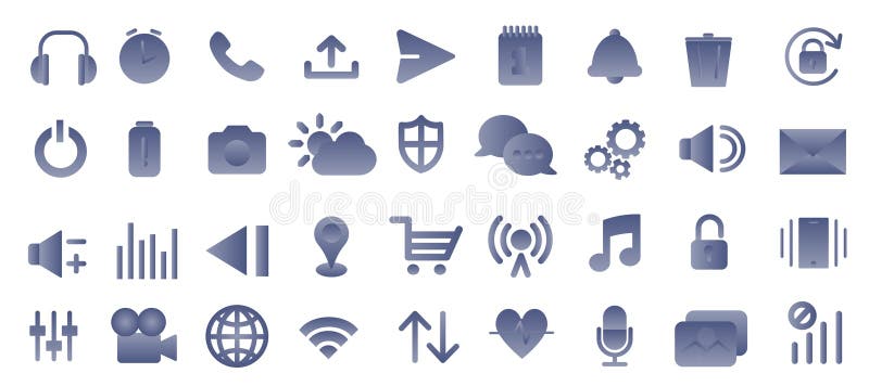A Set of Commonly Used Vector Icons. Organizer Icons in a Light Blue ...