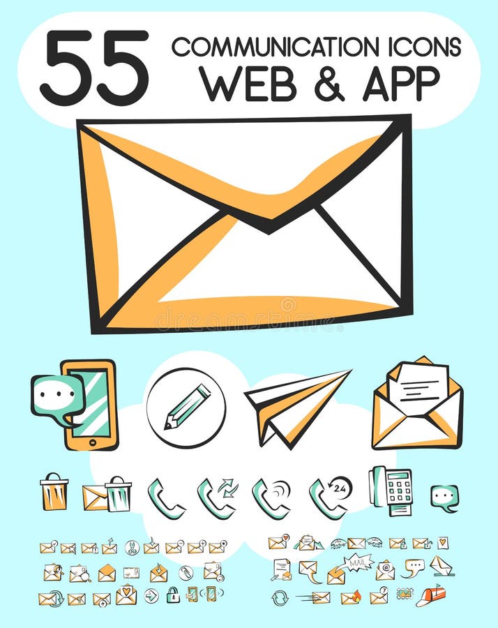 Set of Communication Icons for App and Web. Stock Illustration ...